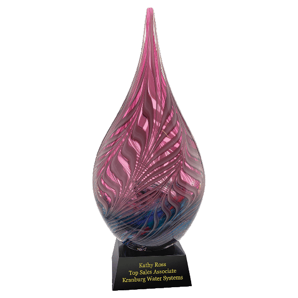 Pink/Blue Raindrop Artglass Award | Personalized Artglass Trophy ...