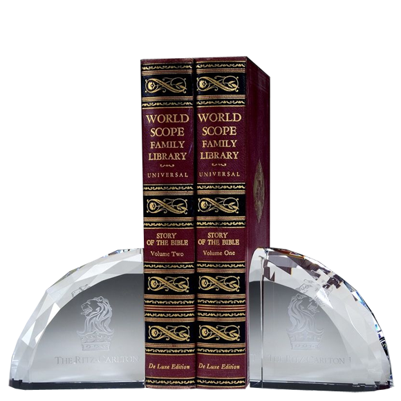Crystal Faceted Bookends | Etched Glass Book Ends | Paradise Awards
