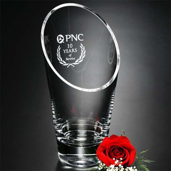 Westcott Glass Trophy Vase Award | Round Open Glass Vase | Paradise Awards
