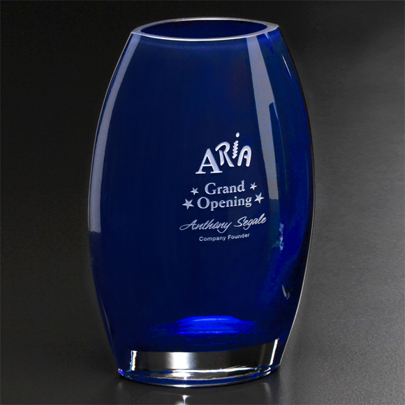 Cobalt Oval Glass Trophy Vase Award | Blue Glass Oval Vase | Paradise ...
