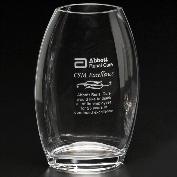 Oval Glass Trophy Vase Award | Oval Open Glass Vase | Paradise Awards