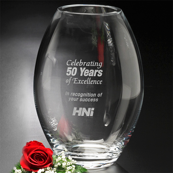 Glass Barrel Trophy Vase Award | Oval Open Glass Vase | Paradise Awards