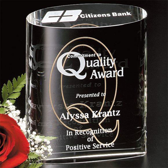 Ovation Crystal Award | Etched Glass Cylinder Statue | Paradise Awards