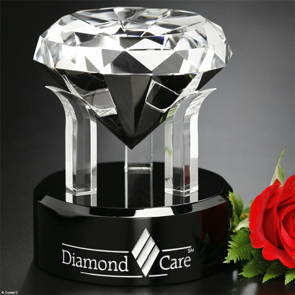 Radiant Diamond Crystal Award | Etched Glass Diamond Statue | Paradise ...