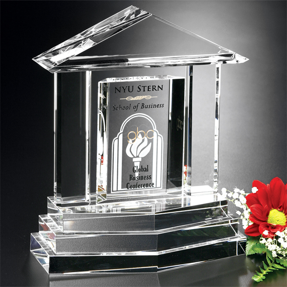 Georgetown Crystal Award | Engraved Glass House Statue | Paradise Awards