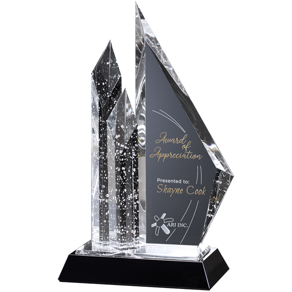 Valencia Crystal Award | Etched Glass Peak Statue | Paradise Awards