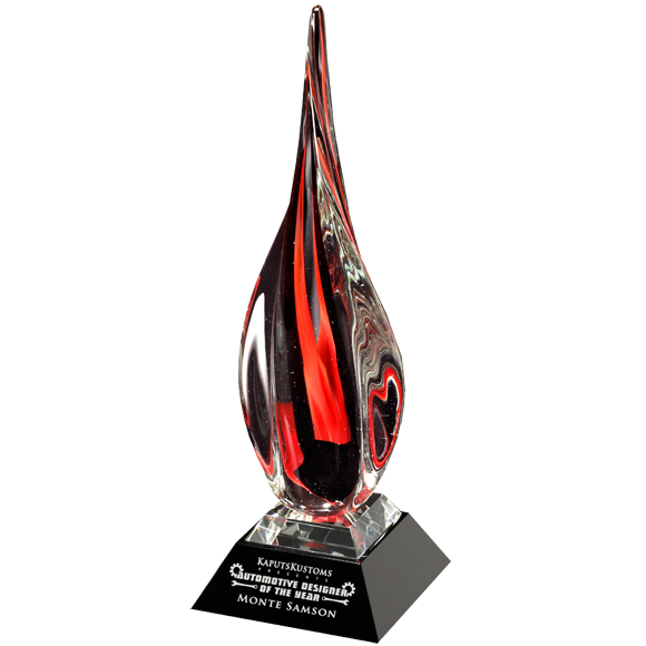 Red Imperial Crystal Artglass Award | Personalized Red Art Trophy ...