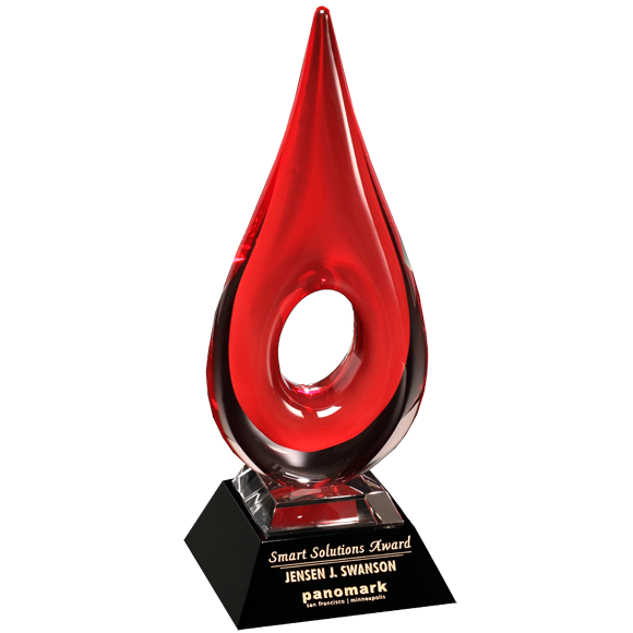 Red Galaxy Artglass Award | Personalized Red Art Trophy | Paradise Awards