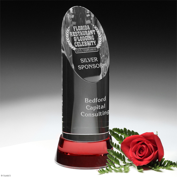 Vinton Ruby Cylinder Crystal Award | Red Glass Cylinder Statue ...