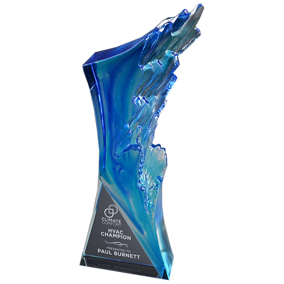 Glacier Artglass Award | Etched Art Glass Peak Statue | Paradise Awards