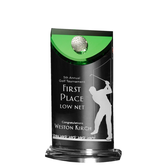 Birdie Crystal Golf Award | Etched Glass Golf Statue | Paradse Awards