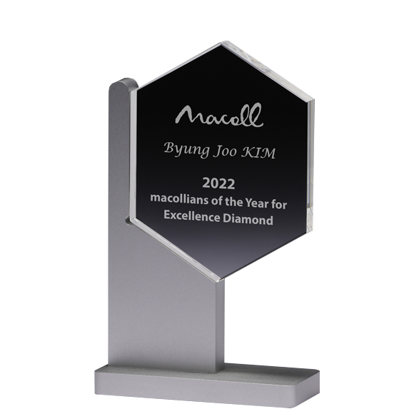 Hexa Tower Crystal Award | Etched Glass Hexagon Trophy | Paradise Awards
