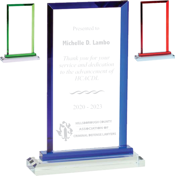 Colored Rectangle Tower Crystal Award | Etched Crystal | Paradise Awards