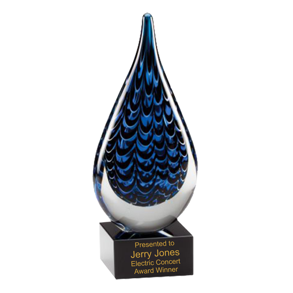 Blue & Black Raindrop Artglass Award | Personalized Artglass Trophy ...