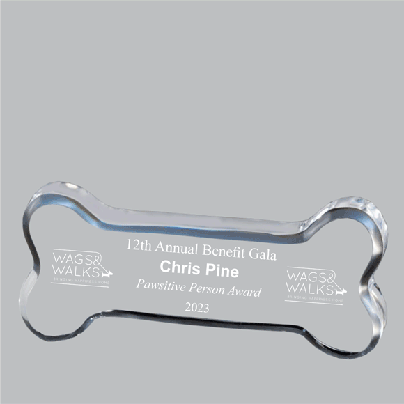 Acrylic Dog Bone Award | Engraved Acrylic Trophy | Paradise Awards