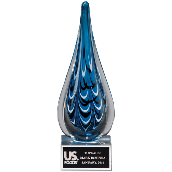 Blue Cascade Artglass Award | Personalized Artglass Award | Paradise Awards