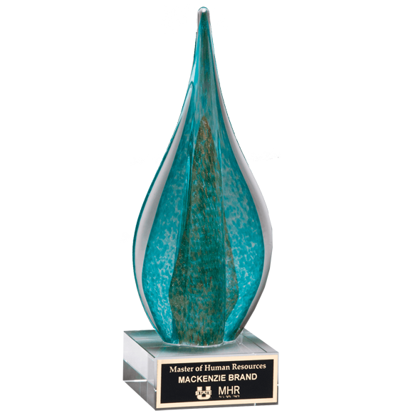 Teal Cascade Artglass Award | Personalized Artglass Award | Paradise Awards