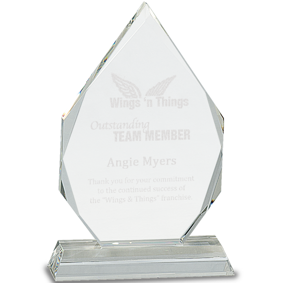 Crystal Victory Award | Etched Crystal Peak Trophy | Paradise Awards