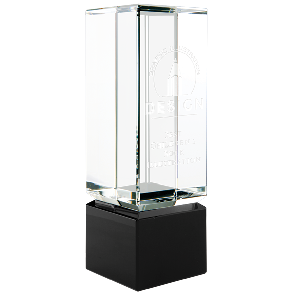 Power Block Crystal Award | Etched Crystal Tower Trophy | Paradise Awards