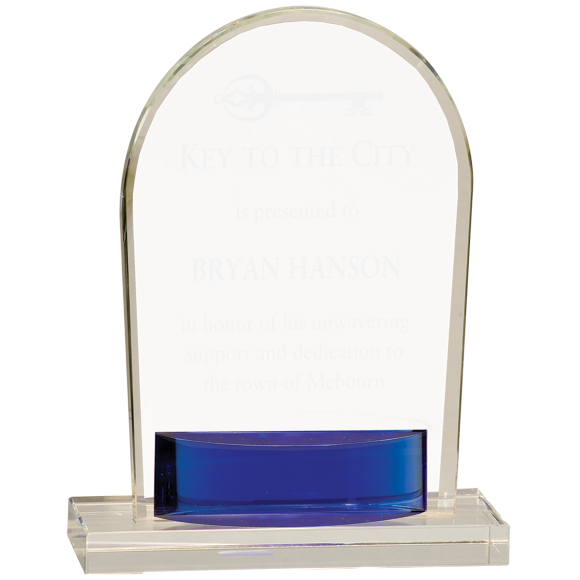 Blue Crystal Arch Award | Etched Crystal Arch Trophy | Paradise Awards
