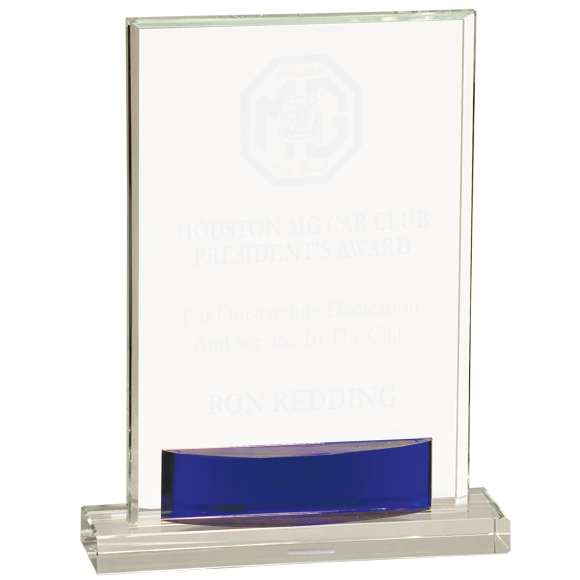 Blue Crystal Rectangle Award | Etched Crystal Tower Trophy | Paradise ...