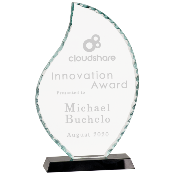 Facet Flame Glass Award | Etched Glass Flame Trophy | Paradise Awards