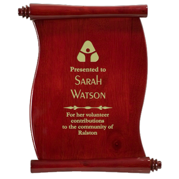 Rosewood Scroll Plaque | Engraved Wood Plaque Trophy | Paradise Awards