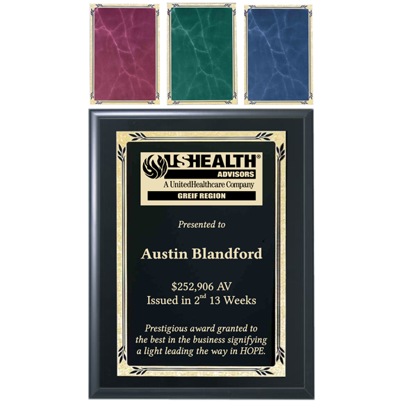 Black Marble Wood Plaque | Engraved Wood Plaque Trophy | Paradise Awards