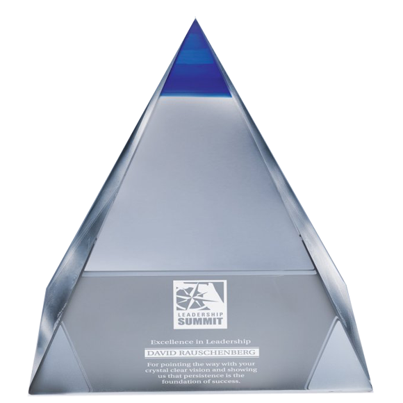 Blue Majestic Pyramid Crystal Award | Etched Crystal Trophy | Paradise ...