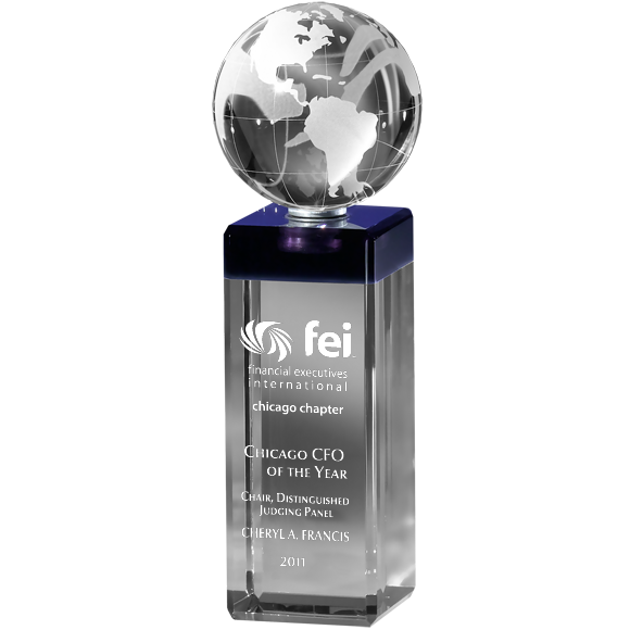 World Hallmark Crystal Award | Etched Glass Globe Trophy | Paradise Awards
