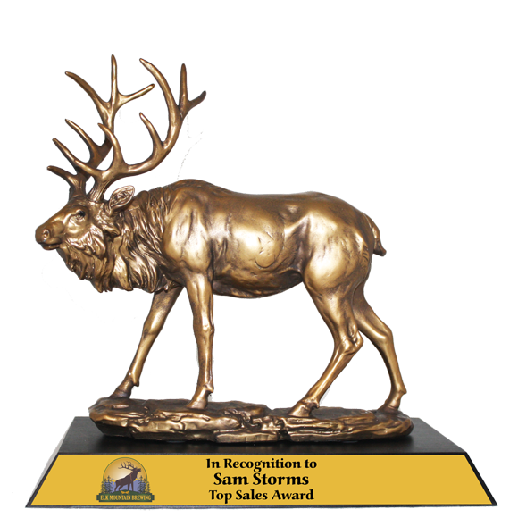 Standing Elk Award | Personalized Golden Elk Statue | Paradise Awards