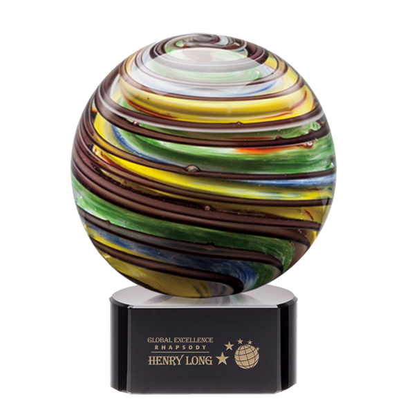 Lunar Artglass Award | Multi Color Art Glass Sphere Statue | Paradise ...