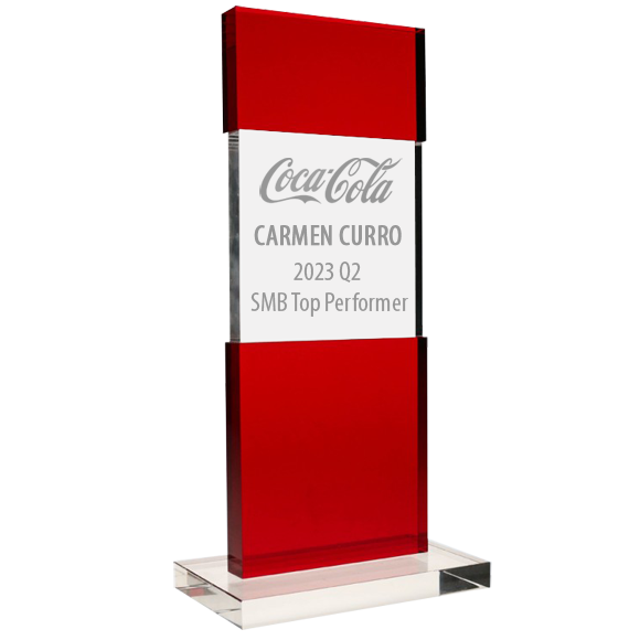 Red Post Tower Crystal Award | Engraved Glass Red Tower Statue ...
