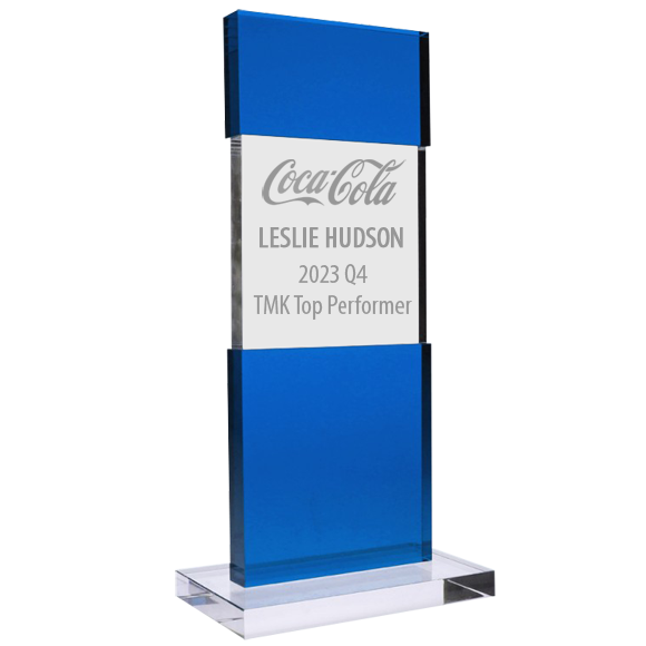 Blue Post Tower Crystal Award | Engraved Glass Blue Tower Statue ...