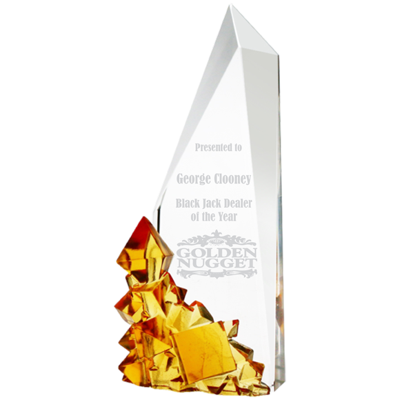 Golden Nuggets Artglass Award | Engraved Glass Peak Statue | Paradise ...