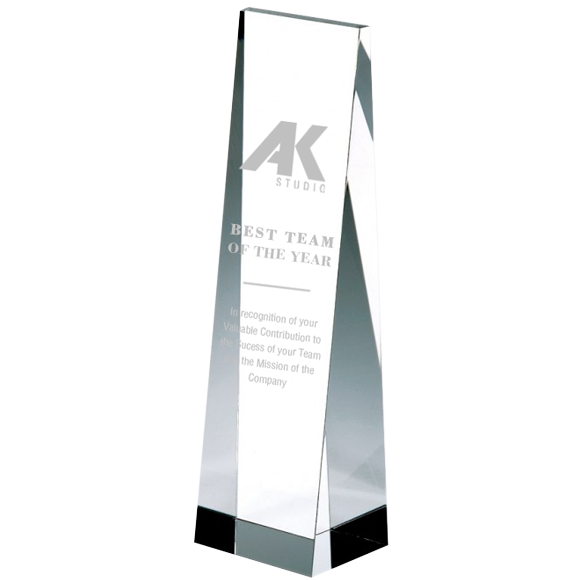Rectangle Wedge Crystal Award | Engraved Glass Wedge Statue | Paradise ...