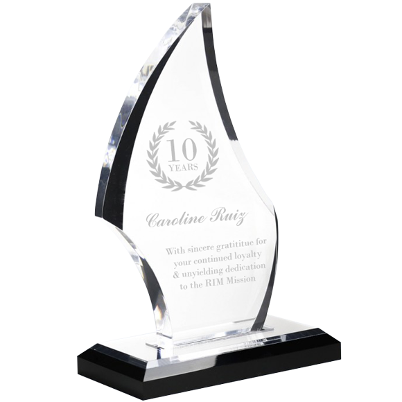 Super Flare Acrylic Award | Engraved Curve Acrylic Trophy | Paradise Awards