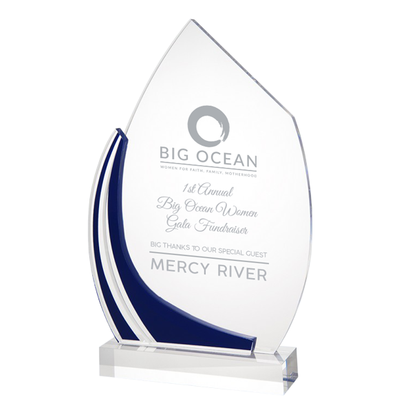 Blue Frame Acrylic Award | Engraved Peak Acrylic Trophy | Paradise Awards