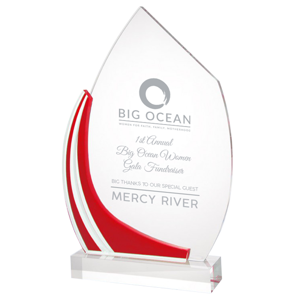 Red Frame Acrylic Award | Engraved Peak Acrylic Trophy | Paradise Awards