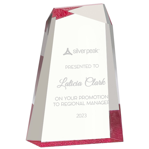 Red Promise Acrylic Award | Engraved Peak Acrylic Trophy | Paradise Awards