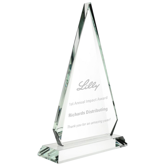 Starfire Glass Spade Award | Engraved Glass Triangle Statue | Paradise ...