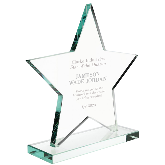Starfire Glass Star Award | Engraved Glass Star Statue | Paradise Awards