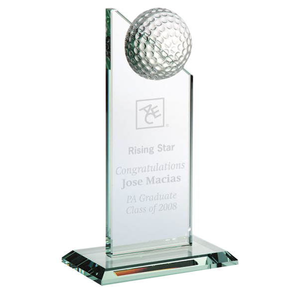 Golf Pinnacle Jade Glass Award | Engraved Glass Golf tatue | Paradise ...
