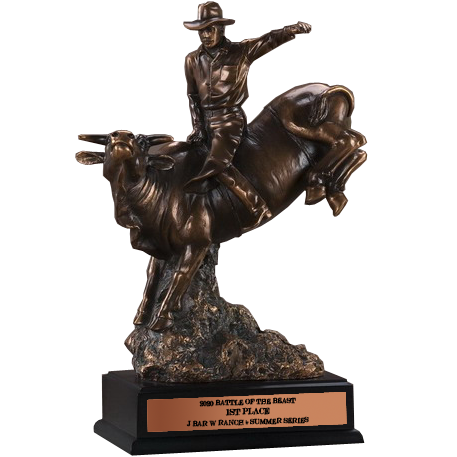 Bull Bucking Rider Trophy | Bronze Western Cowboy Award Statue ...