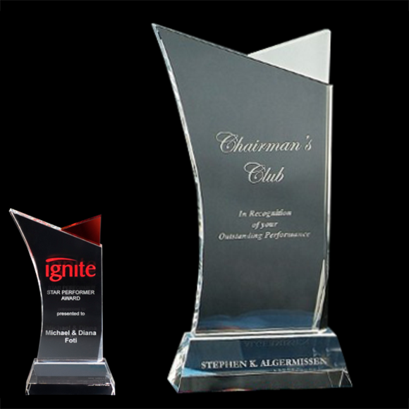 Crystal Firefly Award | Etched Glass Peak Trophy | Paradise Awards