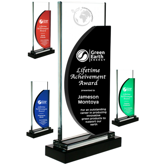 Half Moon Glass Award | Engraved Glass Statue | Paradise Awards