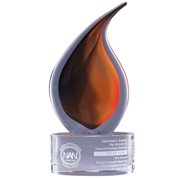 Red Flare Art Glass Award | Etched Red Crystal Flame Trophy | Paradise ...