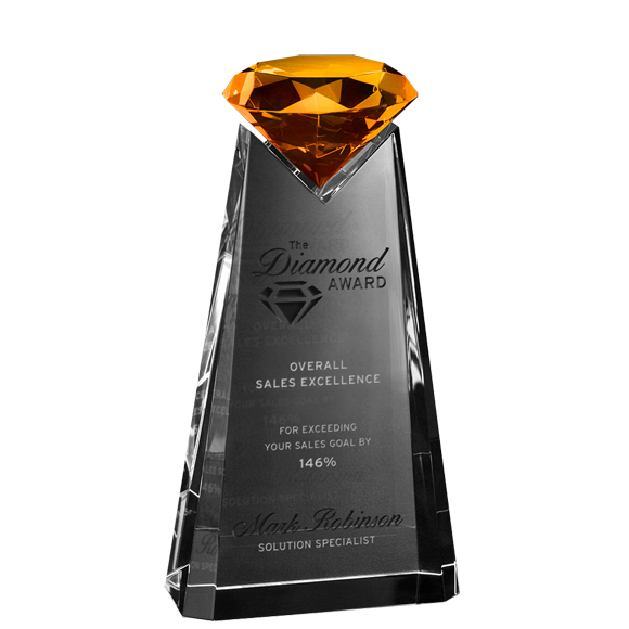 Essence Diamond Crystal Award | Etched Glass Diamond Trophy | Paradise ...