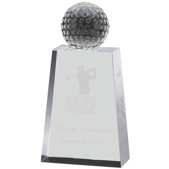 Crystal Pandora Golf Tower | Etched Clear Golf Trophy | Paradise Awards