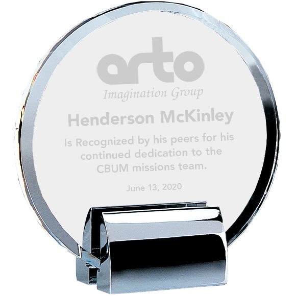 Crystal Circle Plaque | Etched Round Glass Trophy | Paradise Awards